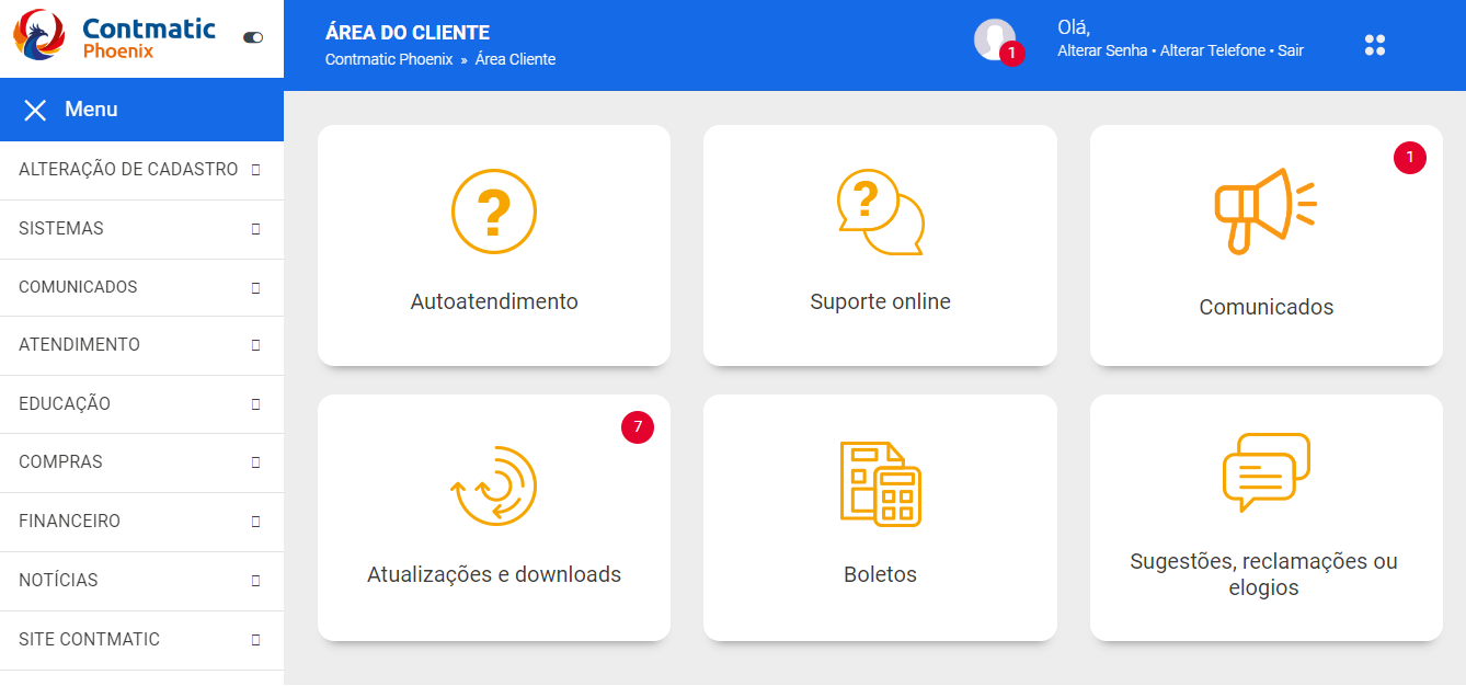 Acesso ao suporte online via área do cliente – Autoatendimento Contmatic