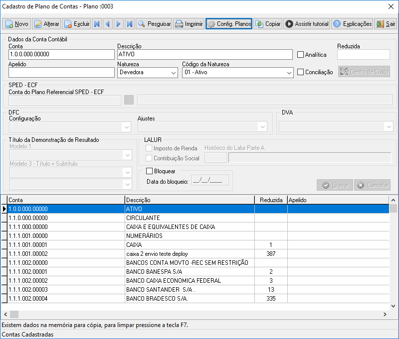 Cadastro de plano de contas – Autoatendimento Contmatic
