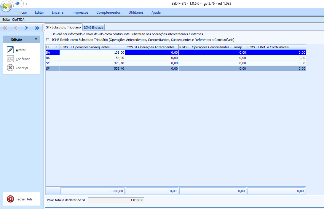 ICMS ST de operações subsequentes – Autoatendimento Contmatic