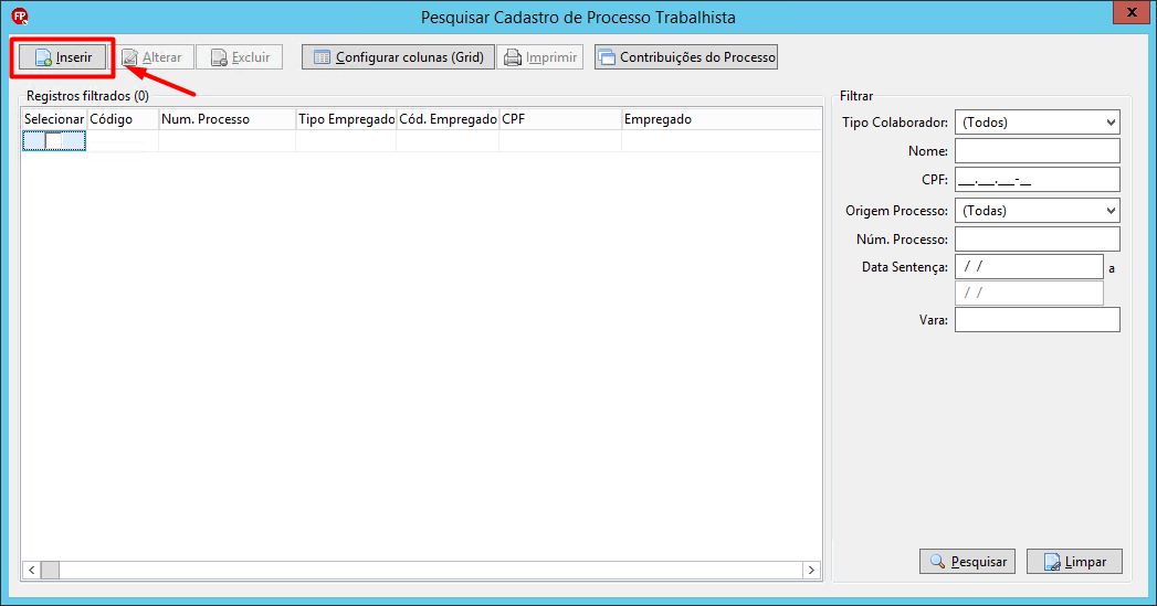 Evento S-2500 | Cadastro de processo trabalhista – Tipo de contrato 2 – Autoatendimento Contmatic